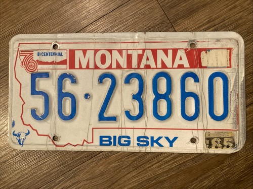 Vintage MT Montana License Plate 1976 Bicentennial 1985 Tag Big Sky USA ...