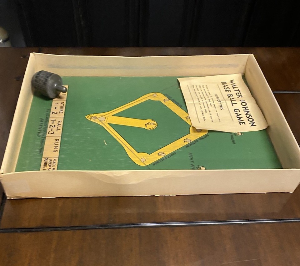 Antique 1920s Walter Johnson Baseball Game -Box /Spinner/ Game Board ...