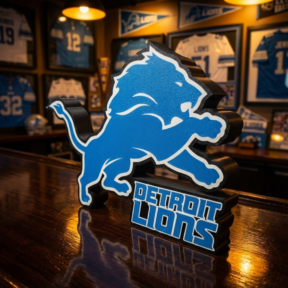 Detroit Lions Logo Shelf Sign / Desk Display - Lions Fan Gift ...