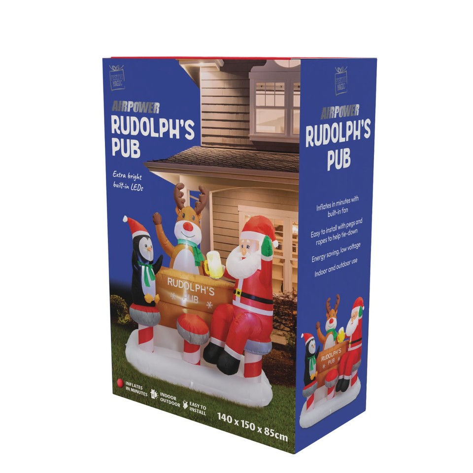 Airpower Rudolph's Pub 140x150cm Santa Bar Christmas Display w LED ...