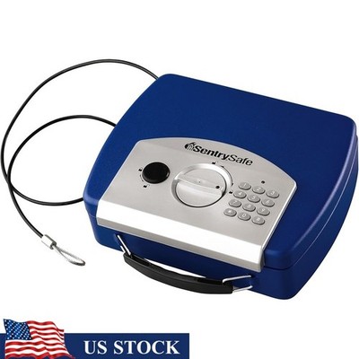 Portable Electronic Lock Box Small Safe W/ Steel Cable Travel Security ...