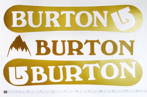 LOT 3 BURTON Snowboard Gold Brushed Metal/Metallic Die Cut Vinyl ...