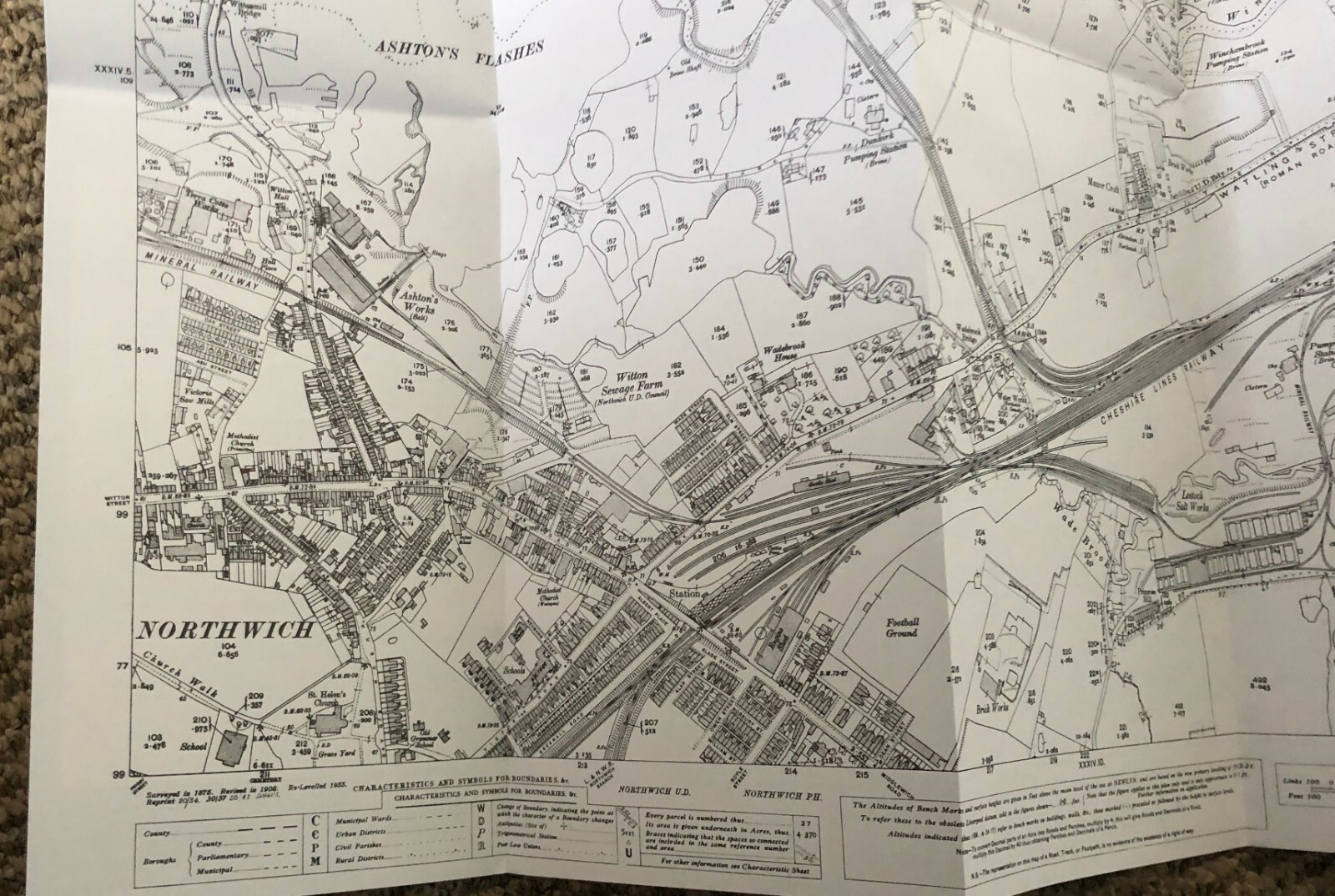 Godfrey Edition Old Ordnance Survey MAP of NORTHWICH NE 1908 Ches Sheet ...