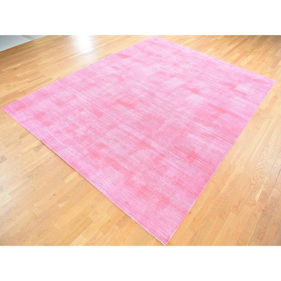 9'1"x11'10" Pink Overdyed Wool Hand Knotted Modern Design Rug R80628 | eBay
