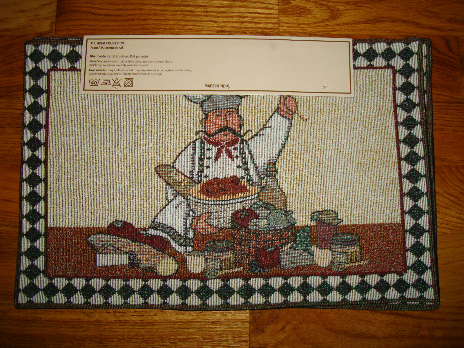Home Impressions Tapestry Placemats ITALIAN Chef PASTA Spaghetti BREAD ...