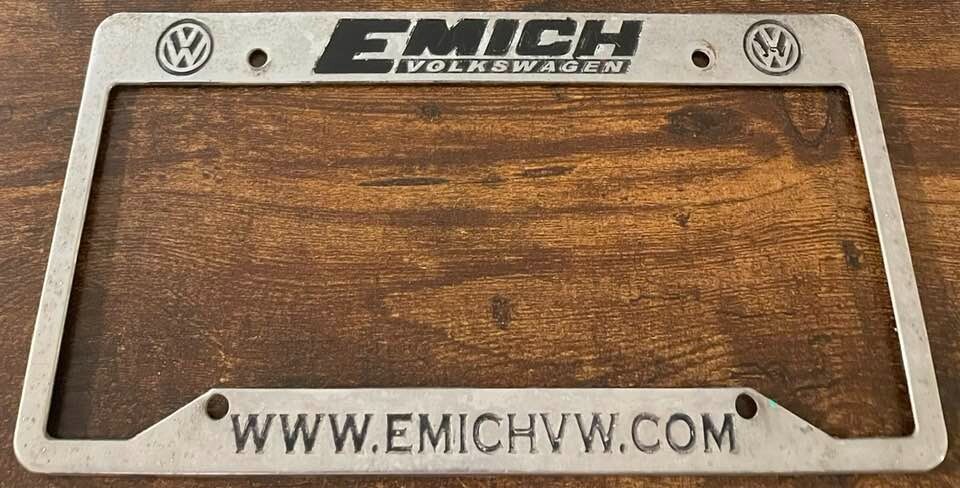 Emich Volkswagen Dealership Booster License Plate Frame VW Denver ...