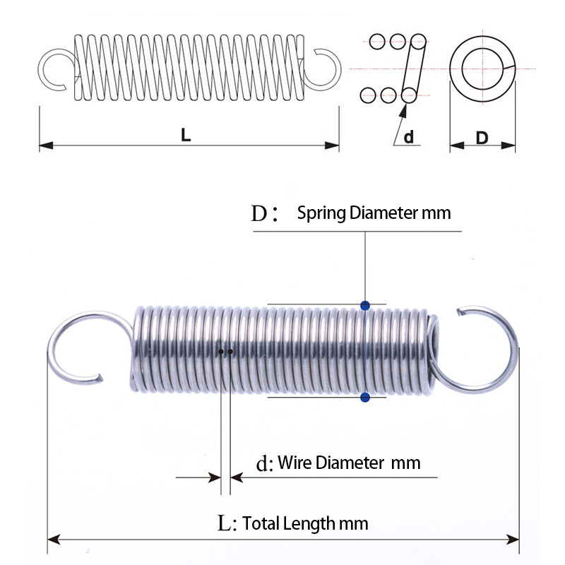Small Tension Spring 1mm Wire Dia With Hook Tension Spring Tension ...
