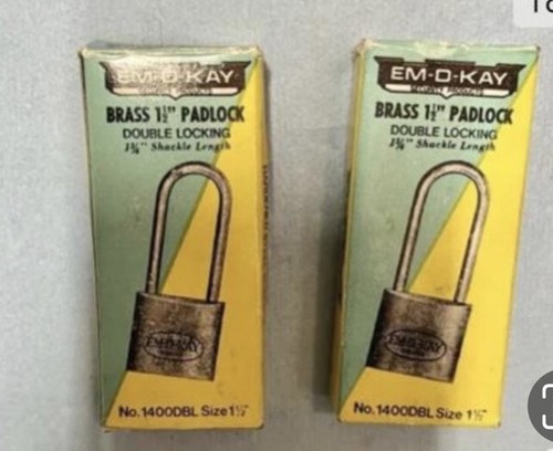 EM-D-KAY 2 BOXES#1400DBL BRASS1-1/2 PADLOCK DOUBLE LOCKING 1-3/4 ...