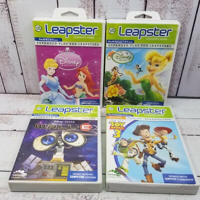 4X LeapFrog Leapster Learning Game Toy Story Wall E Disney Princess ...