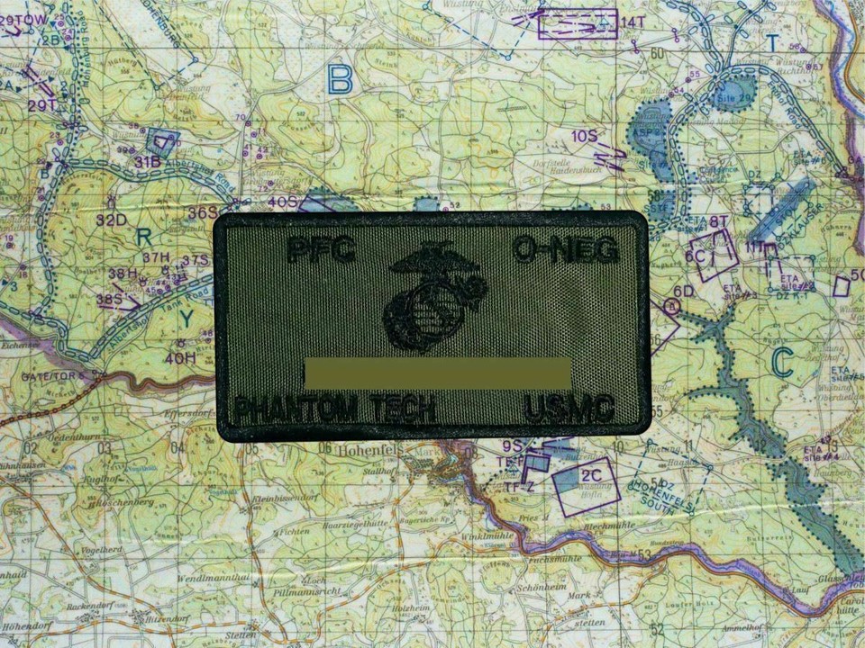 Flak Vest Patch w/Fastener and Custom Embroidery Name/Rank/BLOOD/Unit ...