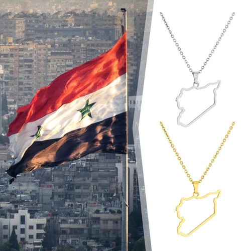 Stainless Steel Necklace with Syria Map-Pendant, Unisex,Syrians Jewelry ...