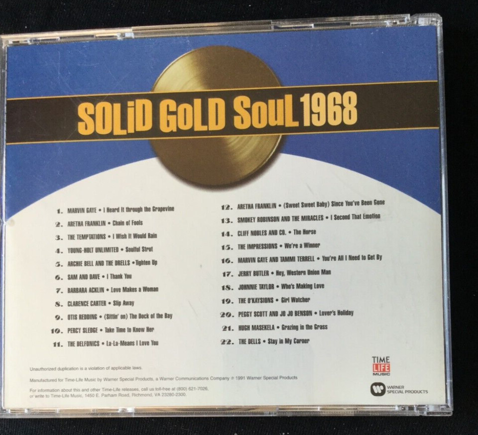 Solid Gold Soul 1968 CD - Various Artists - Time Life Warner 22trk 1991 ...