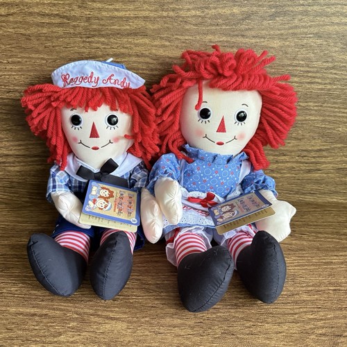 NWT 2012 Hasbro RAGGEDY ANN & ANDY Plush Toy Dolls 16" Annabelle Rag ...