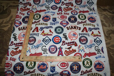 Baseball Team Logos MLB Fabric 1 Yd 34" x 44 Sewing Craft NEW | eBay