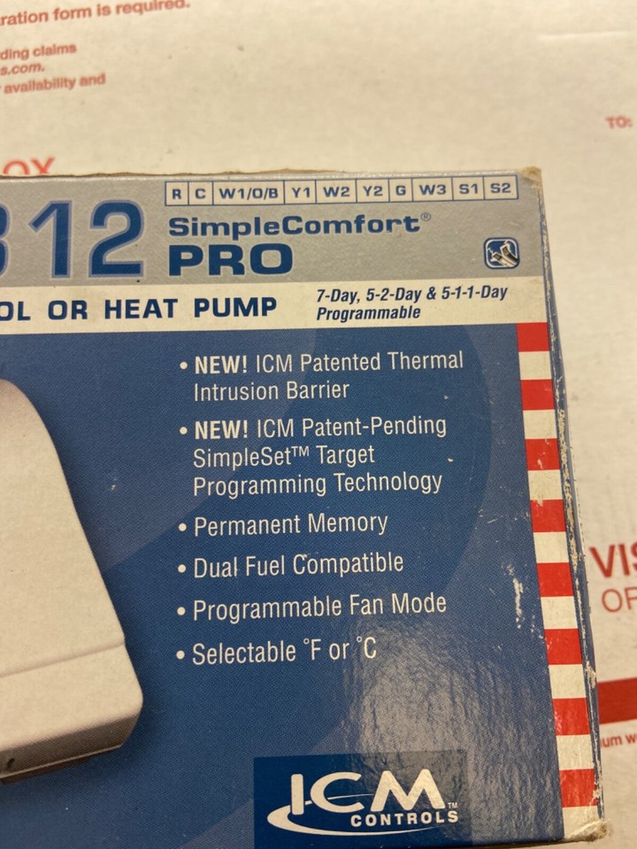 ICM Controls SC5812 Thermostat Programmable 3 Heat/2 Cool or Heat Pump ...