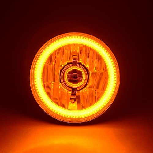5-3/4" Amber LED COB SMD Halo Angel Eye Halogen Light Bulbs Metal ...