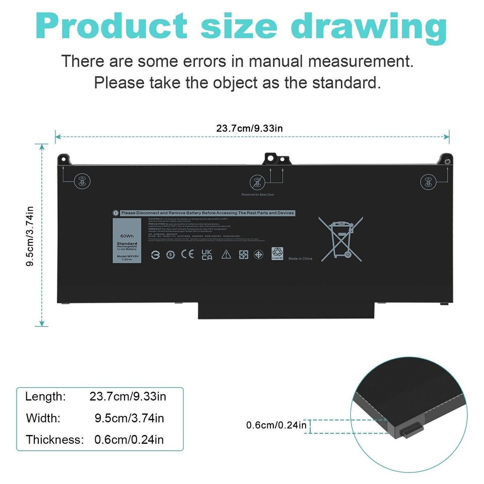 MXV9V Battery For Dell Latitude 5300 5310(2-in-1 )7300 7400 5VC2M 829MX ...