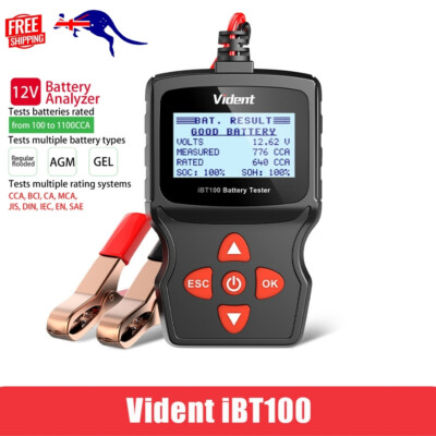 Vident iBT100 12V Auto Battery Voltage Tester Car Flooded GEL AGM All ...