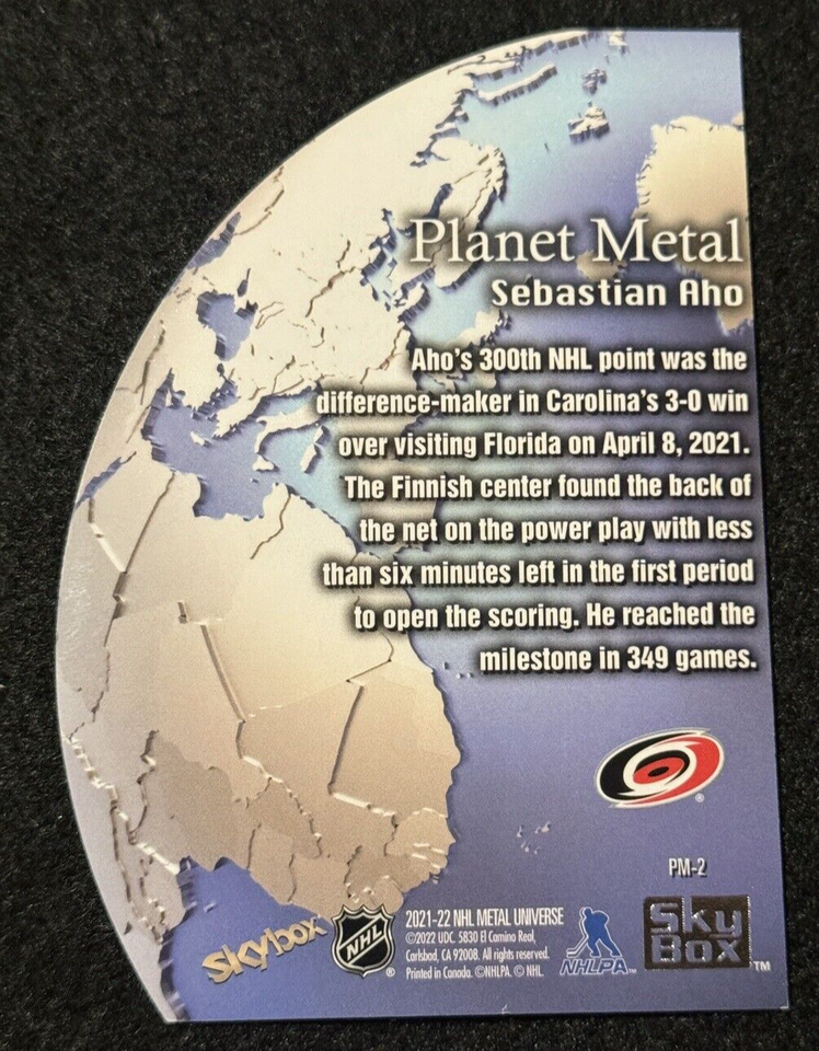 Sebastian Aho 2021-22 Upper Deck Skybox Metal Universe Planet Metal NM+ ...