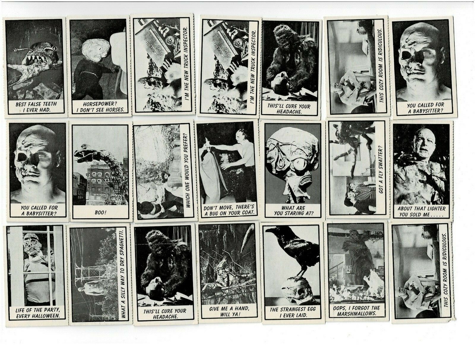 1963 Monster Laffs Topps Midgee Trading Cards Lot of 34 Mini Cards #15 ...