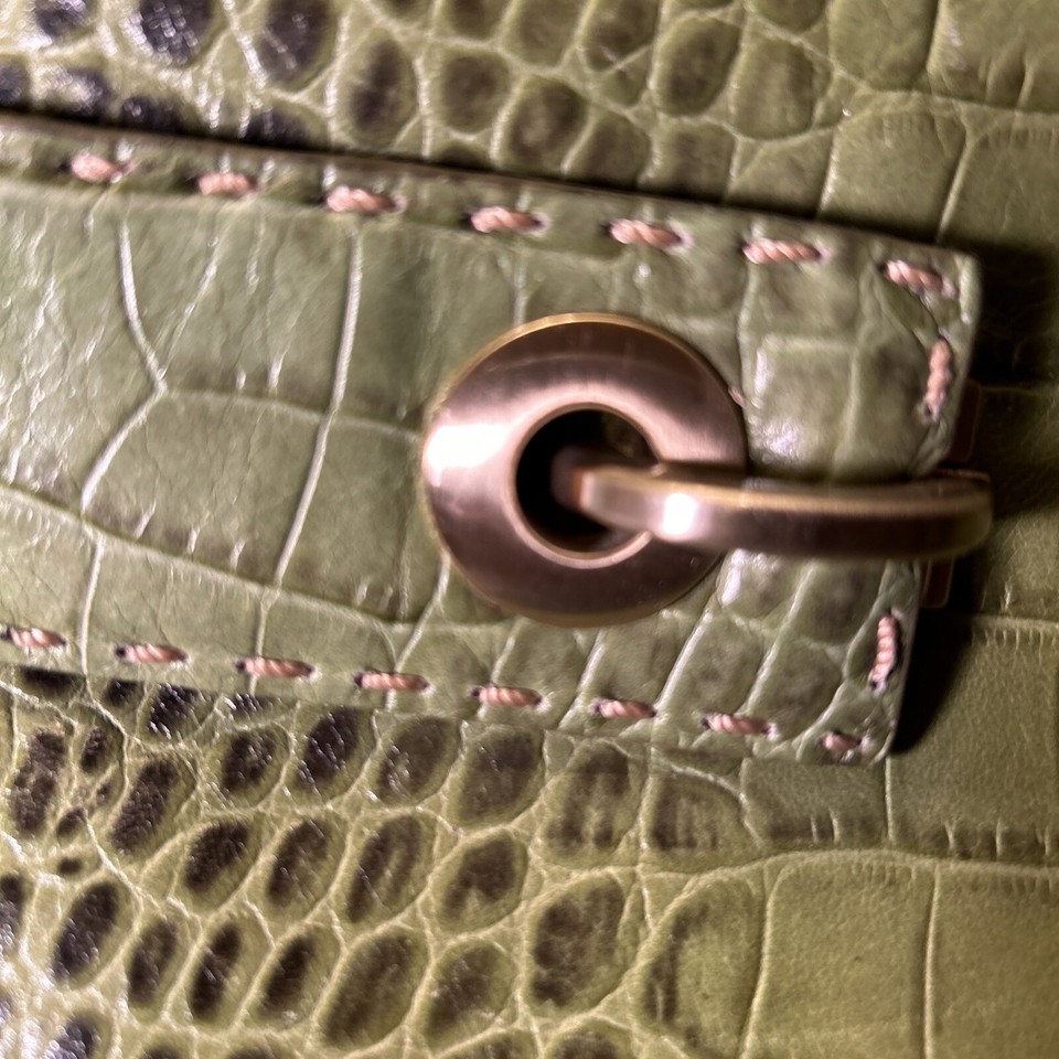 Ann Taylor Bag Green Leather Croco Embossed Leather Purse | eBay