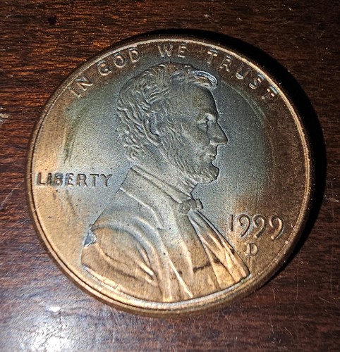 1999 D Partial Missing Copper Plating Error Lincoln Memorial Penny cent ...