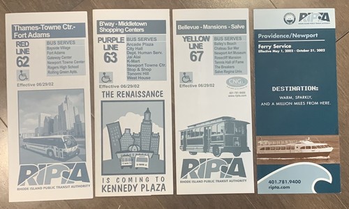 Rhode Island Public Transit Authority RIPTA Lot Of (4) Timetable ...
