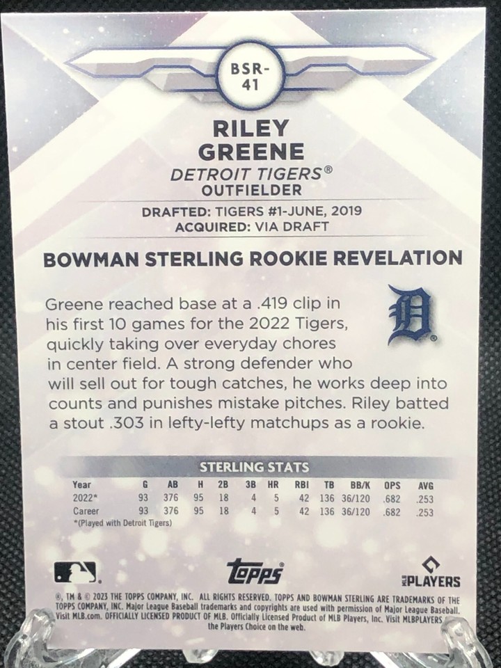 RILEY GREENE 2023 BOWMAN STERLING**ROOKIE REVELATION**#BSR-41_TIGERS | eBay