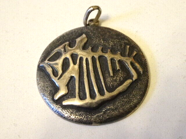 Vintage Handmade Fish Bone Skeleton 925 Sterling Silver Pendant Top ...