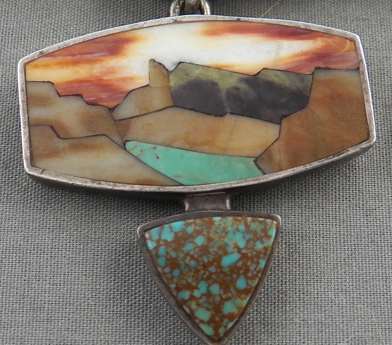 Contemporary Necklace w/ Inlaid Landscape Pendant, by… - Gem