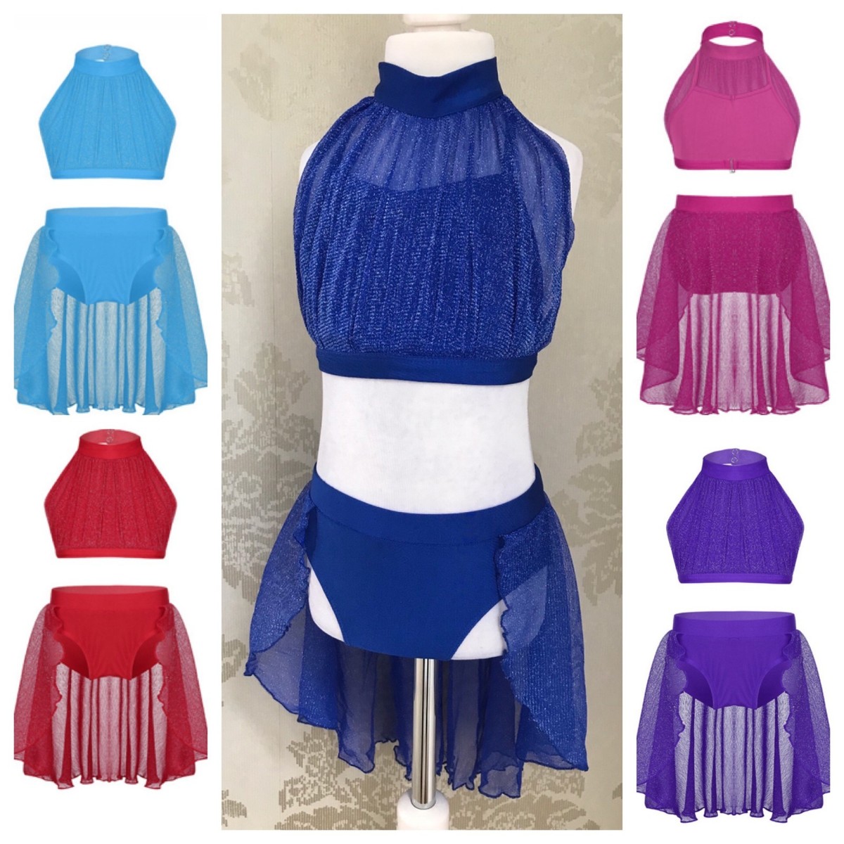 Blue Lyrical Dance Costumes 2 Piece