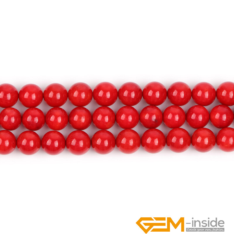 Red Natural Coral Gemstone Round Beads For Jewelry Making 15"2mm 3mm ...