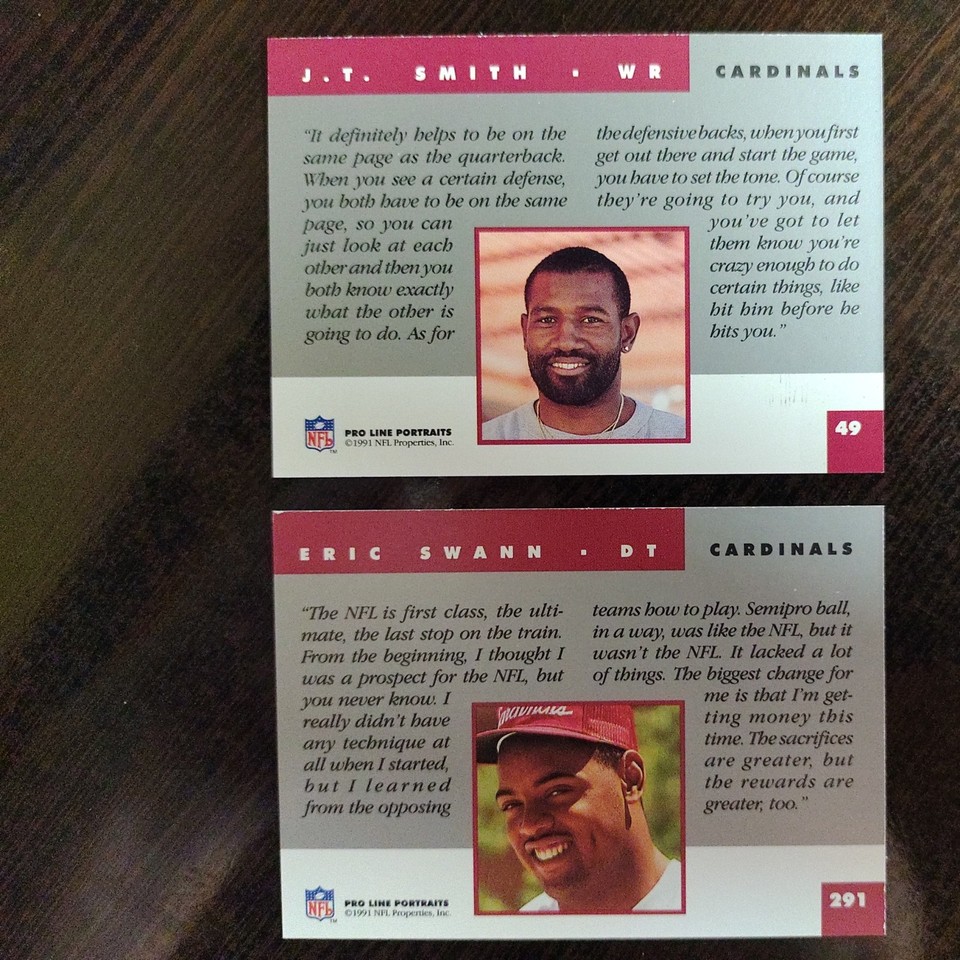 1991 Pro Line Portraits - Eric Swann (RC) & J.T. Smith - Phoenix ...