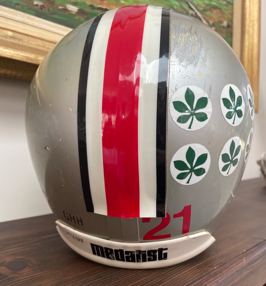Ohio State Vintage Game Used Football Helmet #21 With 7 Buckeye ...