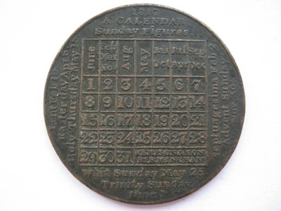 1817 brass calendar medal Peter Kempson and Son 39mm diameter VF | eBay UK