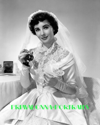 ELIZABETH TAYLOR 8X10 Lab Photo 1960s Bridal Beauty, Veiled and Perfume ...