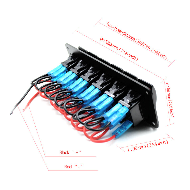 6 Gang BLUE LED Rocker Switches Control Panel Circuit Charger Car ...