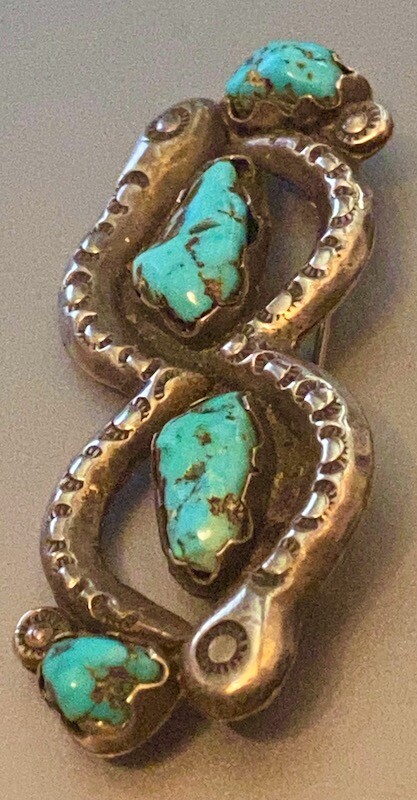 !Superb! Zuni attr Dan Simplicio or Juan Calavaza Snakes Pin Turquoise ...