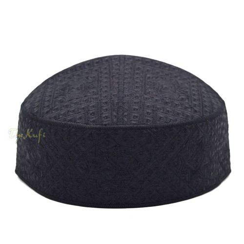 Black Pakistani Topi Cap Embroidered Muslim Islamic Round Kufi Hat ...