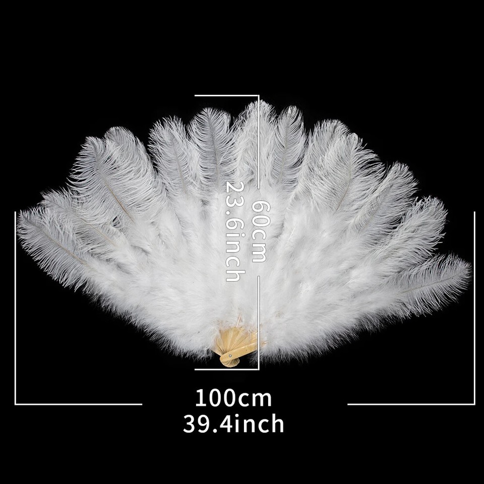 2023 women new Ostrich Feather Fan Carnival Party Feather Fan | eBay