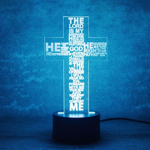 CRUCIFIX HOLY CROSS 3D Acrylic LED 7 Colour Night Light Touch Table ...