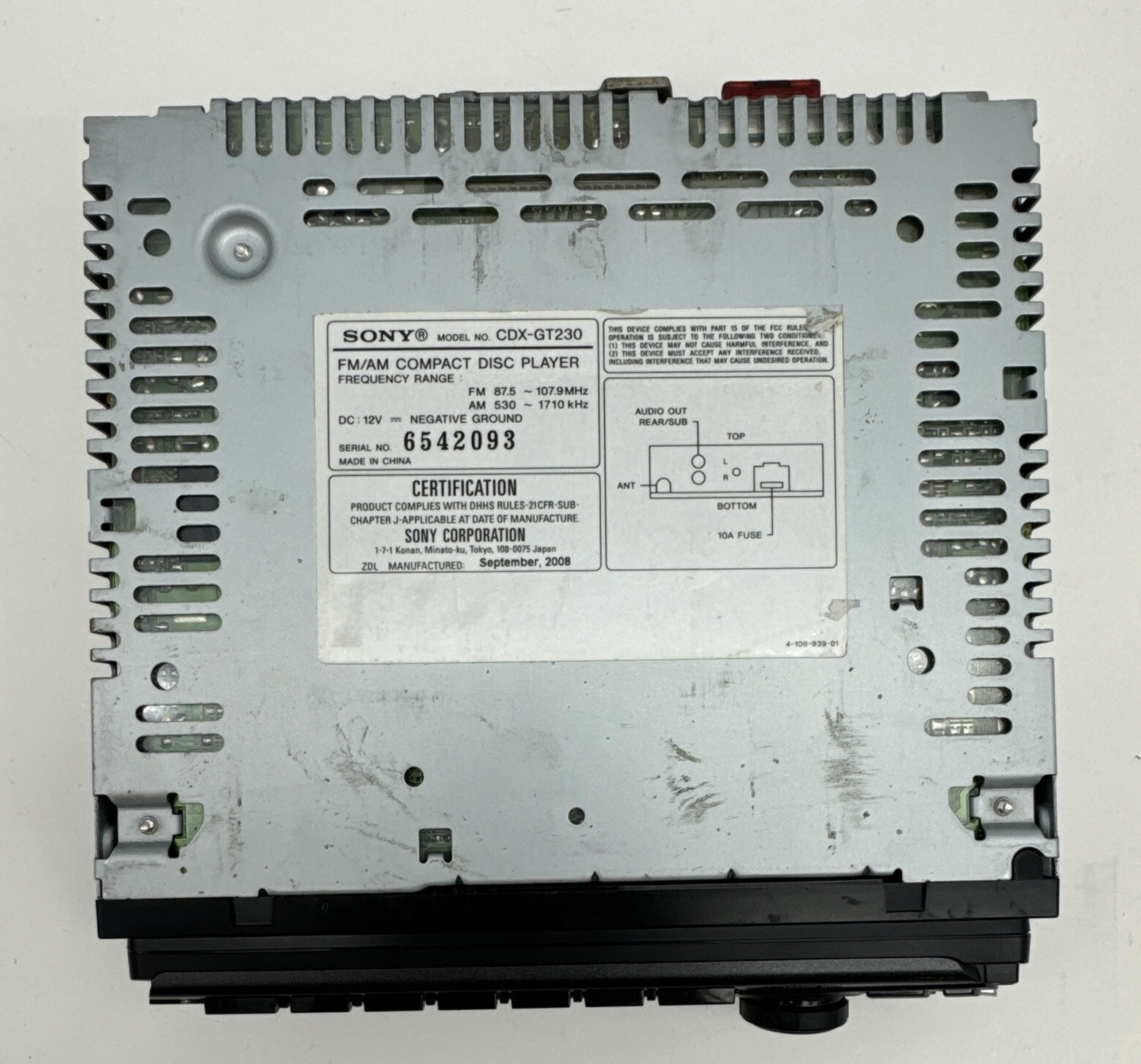 Sony car radio cd player (Sony CDX-GT230) MP3 WMA Detachable Face Plate ...