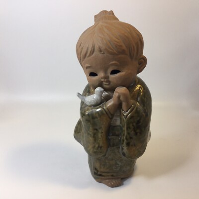 Vtg Toyo Japan Figurine Little Girl in Green Kimono with Bird | eBay