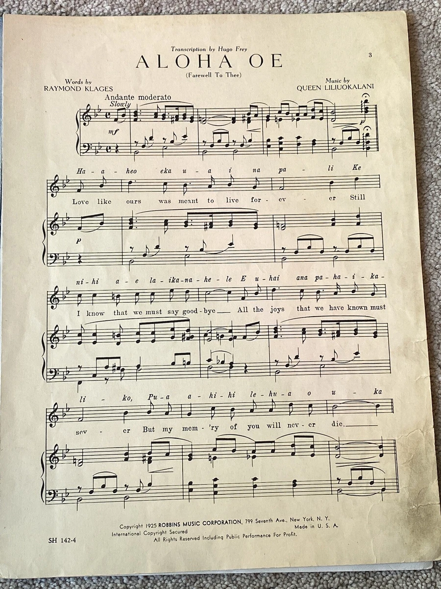 Aloha Oe Partitura