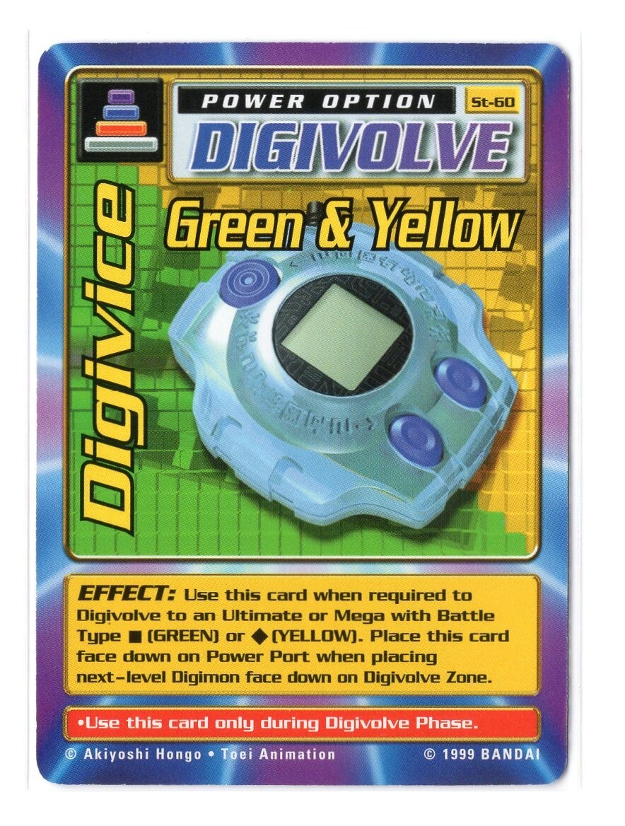 Digimon Card - 1999 (NM) Green & Yellow Digivice ST-60 - Bandai ...