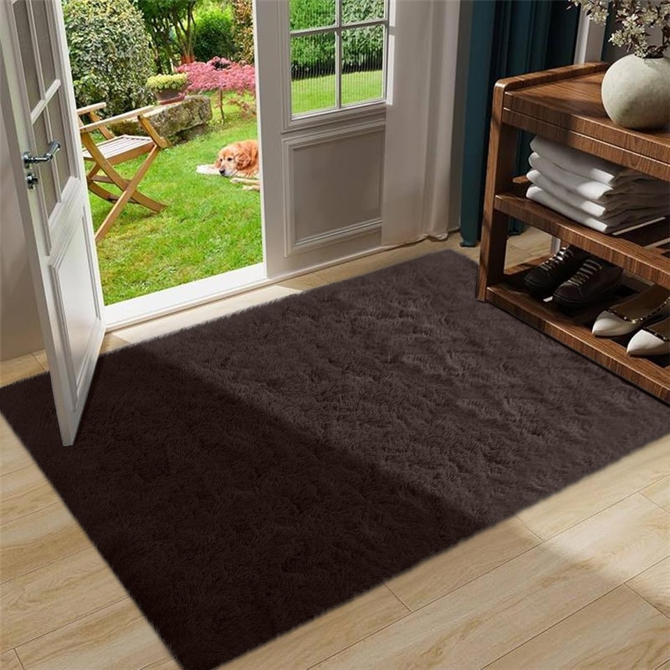 Doormat Shaggy Fluffy Rugs for Bedroom Guest Room Soft Fuzzy Floor Mats ...