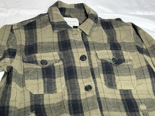 Lucky Brand Womens Plaid Button Down Shacket Olive Green Cotton Large ...