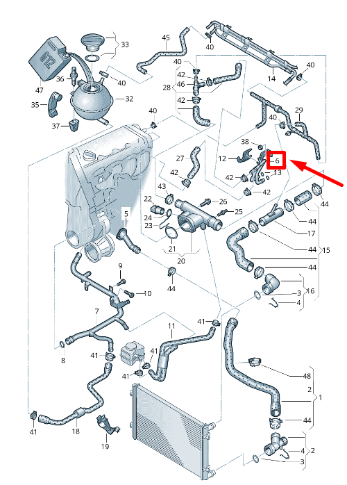 VW FOX 5Z1, 5Z3 Engine Coolant Pipe 6Q0121064N Genuine | eBay