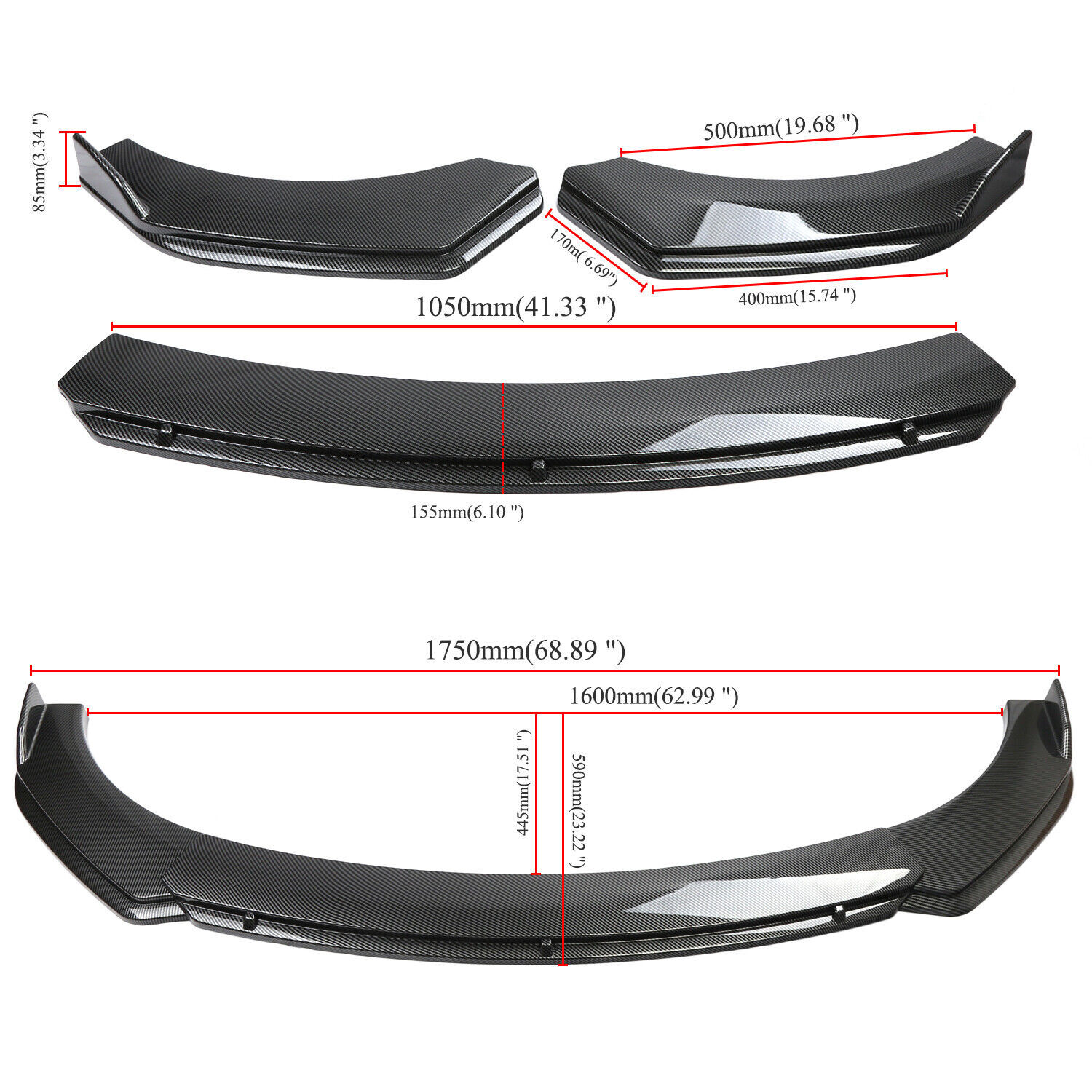 Carbon Fiber Front Bumper Lips Rear Splitter Spoiler For Infiniti Q50 ...