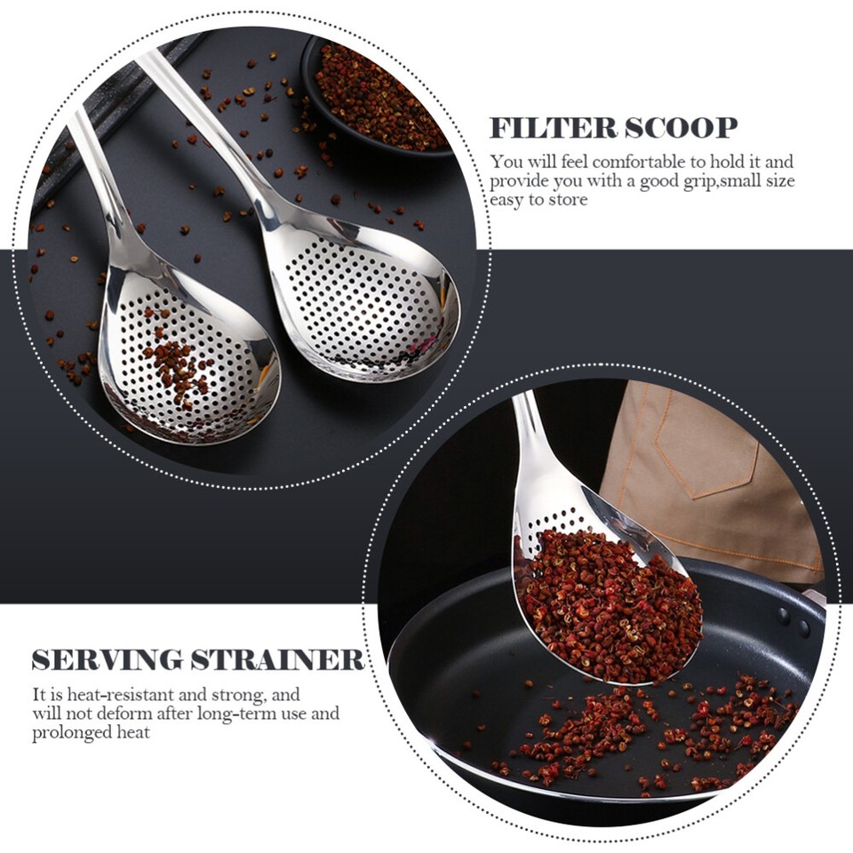 Pepper Colander Strainers Spoon for Kitchen Stainless Slotted Cooking ...
